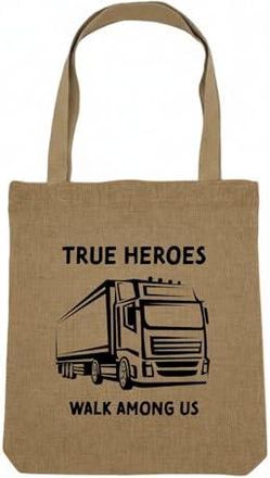 Fabulous Sac Shopping Tote Bag Aspect Lin - True Heroes - Trucker Passion Job Sac de Courses Toile Epaisse 360g Beige Naturel Cabas Port&eacute; Epaule Solide Imprim&eacute;