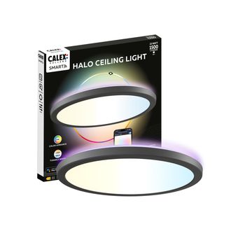 Calex Halo Smarte Deckenleuchte, 30cm, RGB- und Warmweißes Licht, Schwarz