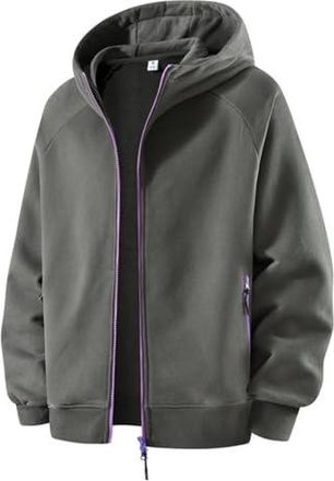 Generic Sweat &agrave; capuche pour homme - L&eacute;ger - Fermeture &eacute;clair - Manches longues - Mode - Fermeture &eacute;clair - Couleur unie - Sweat &agrave; capuche d&eacute;contract&eacute; &agrave; manch