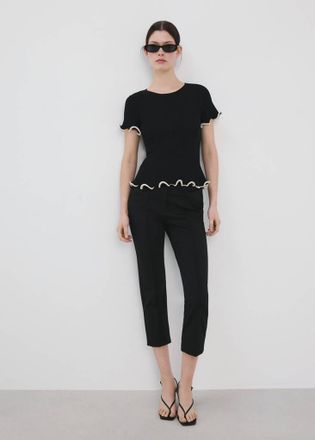 Mango Pull p&eacute;plum liser&eacute;s contrastants noir - Femme - XS - MANGO