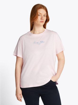 Tommy Hilfiger Rundhalsshirt CRV REG SCRIPT C-NK TEE SS in Gro&szlig;en Gr&ouml;&szlig;en, Logoschriftzug