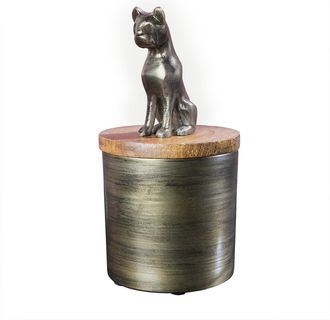 Invicta Interior Design Dose Panther - 20cm - Gold Natur - Schmuckdose aus Metall mit Mangoholz DeckelP, Dekoration