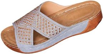 Generic Sandales compens&eacute;es confortables &agrave; enfiler pour femme - Bout ouvert - Respirantes - &Eacute;l&eacute;gantes - D&eacute;contract&eacute;es - Polyvalentes - Classiques - Pour l&eacute;t&eacute;,