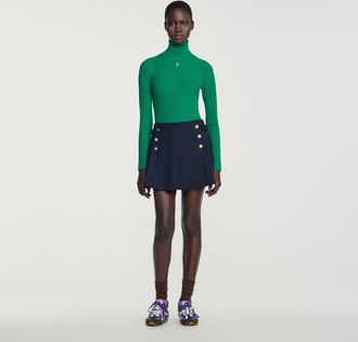 Sandro Jupe short &agrave; boutons en laine