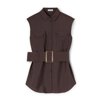 Motivi &Auml;rmellose Hemdbluse mit G&uuml;rtel - - Blouses & Shirts - Damen - Braun - XS