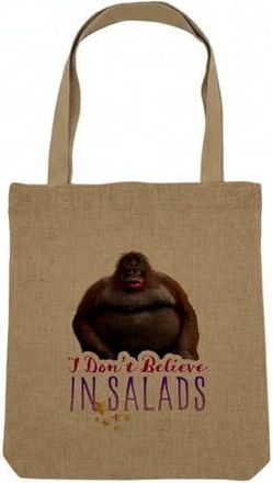 Fabulous Sac Shopping Tote Bag Aspect Lin - I Dont Believe in Salads Singe Collage Vintage Illustration Art Humour Parodie Animal - Sac de Courses Toile Epaiss