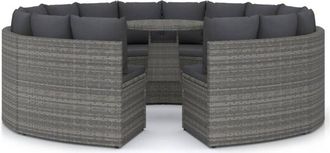vidaXL vidaXL Salon de jardin 9 pcs avec coussins R&eacute;sine tress&eacute;e Gris
