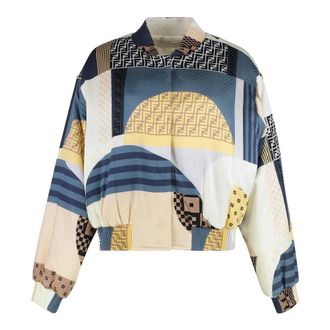 Fendi Wendbare Satin Bomberjacke Patchwork Stil - - Jackets - Damen - Mehrfarbig - XS