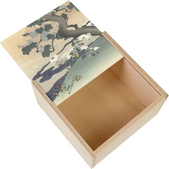 Fabulous Kiste aus Holz - Fluss See Pr&auml;gung Japanische Hokusai Traditionelle Malerei Kunst (11 x 11 x 3,5 cm)