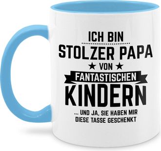 Shirtracer Tasse Tassen 325ml - Geschenk zum Vatertag - Ich bin stolzer Papa von fantastischen Kindern - 325 ml - Hellblau - kinder vatertagstasse vatertagsgesch