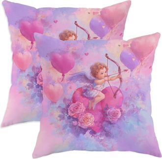 Generic Liebe Gott Romantische Fantasie Herzen Dekokissenbezug Dekorative Dekokissen Modern Kissenbez&uuml;ge F&uuml;r Sofa Schlafzimmer Hotel 45X45Cm 2Er Set