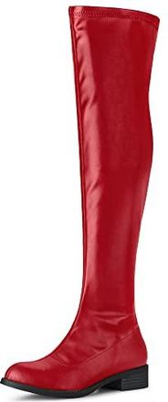 Allegra K Bottes hautes &agrave; bout rond pour femmes rouge 38.5