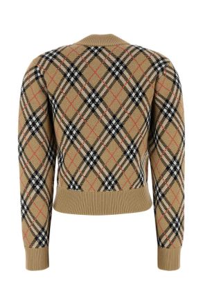 Burberry Womens Embroidered Wool Blend Cardigan Sandsandipcheck Exterior: Polyester Maglieria Sweater