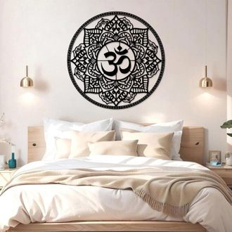 Generic Metall-Wanddeko, Lotusblumen-Deko, Deko, Yoga-Deko f&uuml;rs Schlafzimmer (Schwarz, 39x39|100x100 cm)