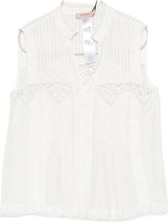 Twinset Femme, Tops, Blanc, Taille: 36 FR D&eacute;bardeur brod&eacute;