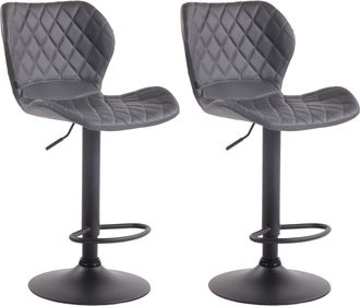 Clp 2er Set Barhocker Cork Kunstleder I Thekenhocker Höhenverstellbar I Barstuhl Mit Fußstütze 360° Drehbar I Tresenhocker Mit Trompetenfuß, Farbe:grau, G