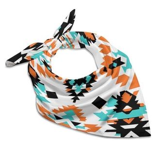 Generic Écharpe carrée ethnique aztèque en soie légère - Écharpe géométrique colorée pour cheveux - Respirant - Cadeau pour femme et homme, multicolore, 60x60