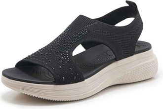 Generic Chaussures Femme Ete Orthop&eacute;diques Maille Respirantes Extra L&eacute;g&egrave;res &Eacute;lastique Semelle Souple Sandales Compens&eacute;es Bout Ouvert Adaptables D&eacute;contract&eacute;es 