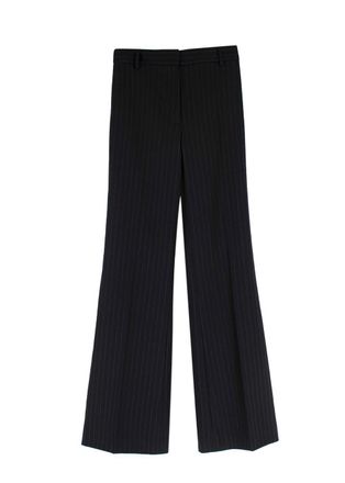 Nili Lotan Black Pinstripe Wide Leg Trousers Size 25/63
