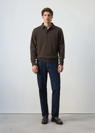 Mango Sweat col polo regular-fit marron - Homme - XXL - MANGO MAN