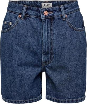 Only High Waist Mom Fit Denim Shorts - - Shorts - Damen - Blau - L