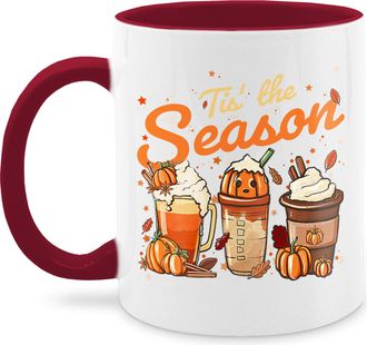 Shirtracer Tasse Tassen 325ml - Halloween - Pumpkin K&uuml;rbis Tis the Season Herbst - 325 ml - Bordeauxrot - halloween-tasse haloween outfits autumn cup mug hellowe