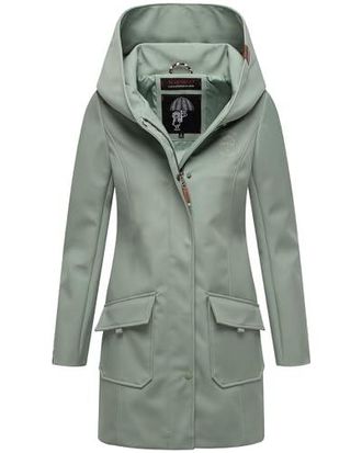 Marikoo Mayleen Veste demi-saison pour femme en softshell imperméable et respirant avec capuche, Menthe fumée, L