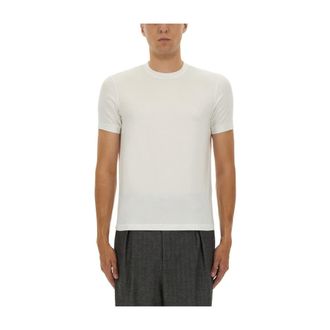 Giorgio Armani Homme, Tops, Blanc, Taille: M T-shirt ras du cou ajust&eacute; en viscose stretch