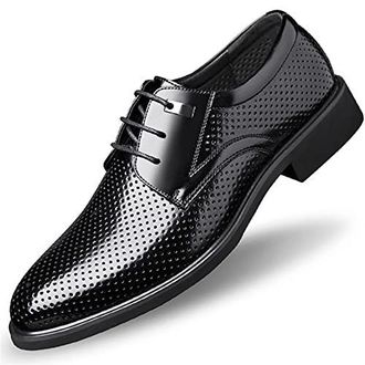 Generic Chaussures Oxford habill&eacute;es for Hommes, Derbies &agrave; Lacets, Bout Rond, en Similicuir, Semelle en Caoutchouc antid&eacute;rapante.(Hollow Black,42 EU)