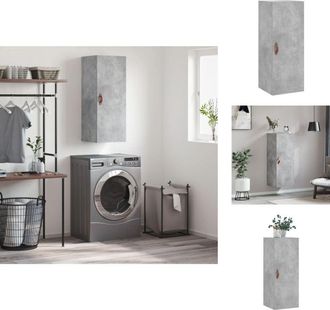 vidaXL Wandschrank Betongrau 34,5x34x90 cm - Hängeschrank - Wandschrank - Regal - Aufbewahrung - Holzwerkstoff