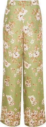 Cara Cara pantalon en lin Mayflower &agrave; fleurs - Vert
