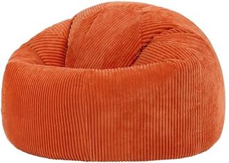 Icon Brand Kingston Sitzsack Cord, Orange, Sitzsack Erwachsene mit F&uuml;llung, Bean Bag, Cord Sessel, Lounge Sessel, Lounge Stuhl, Schlafzimmer, Wohnzimmer, Wohnzim