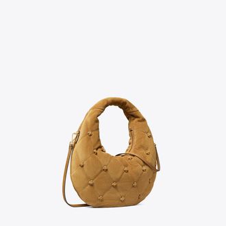 Tory Burch Bunny Knot Crescent Bag aus Wildleder