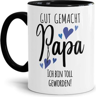 Tassendruck Lustige Tasse mit Spruch für Papa - Ich Bin toll - Kaffee-Tasse/Geschenk-Idee Väter/Vatertagsgeschenk/Geburtstag/Vatertag - Innen & Henkel Schwarz