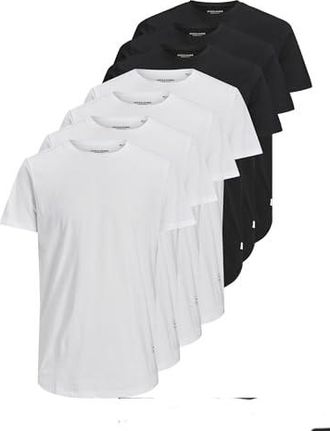 Jack & Jones JJENOA Tee SS Crew Neck 7PK MP T-Shirt, Blanc/lot : 4 Blancs, 3 Noirs, L Homme