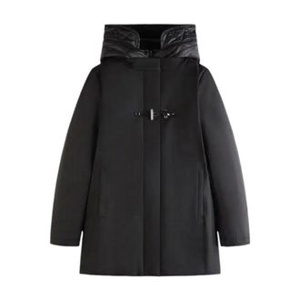 Fay Toggle Coat in Schwarzem Gabardine - - Jackets - Damen - Schwarzk - XS