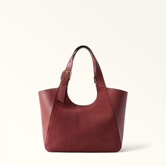 Furla Dora Tote-bag M Toni Marsala Rot Wildleder + Sidney-kalbsleder Damen