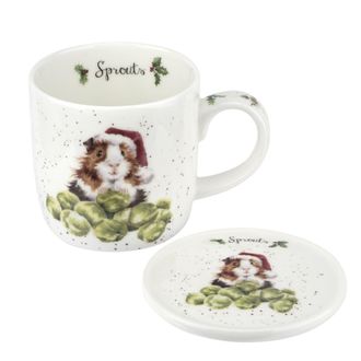 Royal Worcester Wrendale Designs Tassen- und Untersetzer-Set mit Meerschweinchen-Motiv