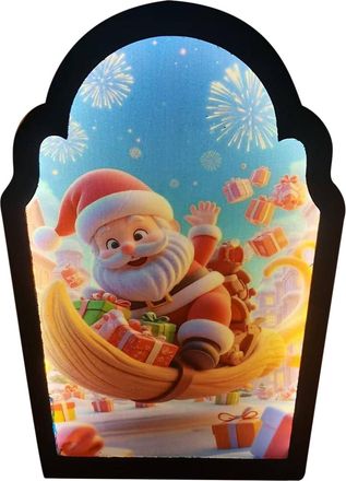 Generico Holografischer Spiegel mit Weihnachtsmann, LED-Spiegel mit gewelltem Rand, moderne Projektionsdekoration f&uuml;r Schlafzimmer, K&uuml;che, Kamin und T&uuml;ren