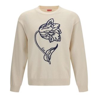 Kenzo Pull brod&eacute; Tulipe - Homme - Pulls - Beige - Taille: S