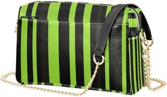 Mnsruu Sacs à bandoulière pour femme, sac à main en cuir à rayures vertes