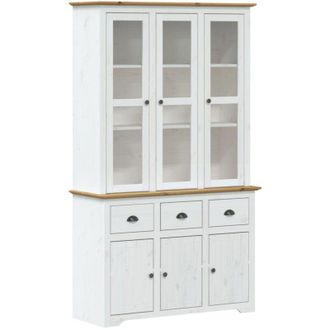 vidaXL Highboard bodo Wei&szlig; Braun 115,5x43x200,5 cm Massivholz Kiefer Vidaxl