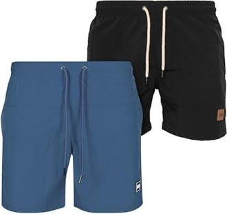 Urban Classics Lot de 2 Shorts de Bain Block Maillot, Bleu Vintage + Noir, 4XL Homme