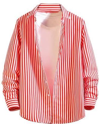 Generic Chemise &agrave; Manches Longues ray&eacute;e pour Homme - Coupe Droite de Loisirs Respirante S&eacute;chage Rapide f&ecirc;te Stretch dext&eacute;rieur l&eacute;g&egrave;re et Douce