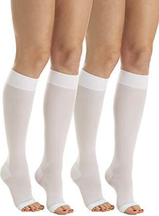 Relaxsan Antiembolism M0350A (2 Paires - Blanc, XL) Mi-bas anti-thrombose pied ouvert 18-23 mmHg Classe 1