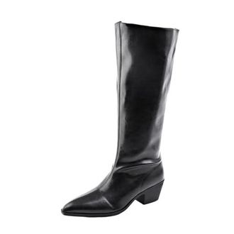 Generic Bottes hautes pour femme - Larges mollets - &Eacute;l&eacute;gantes - Bout pointu - Talon &eacute;pais - &Eacute;l&eacute;gantes et confortables - &Agrave; enfiler - Pour lautomne et lhiver, N