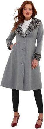 Joe Browns Long manteau long avec bordure en fausse fourrure pour femme Imprimé animal, gris, 36