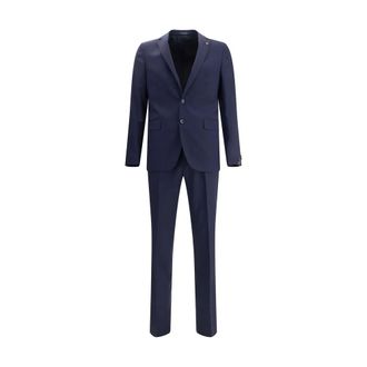 Tagliatore Anzug aus reiner Schurwolle mit Bruce-Passform- Revers mit Einkerbung und aufgesetzten Taschen - - Suits - Herren - Blau - L