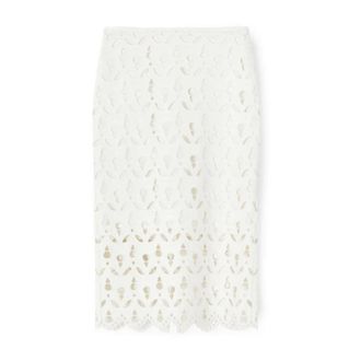 Motivi Femme, Jupes, Blanc, Taille: 36 FR Jupe crayon en tissu enduit effet sangallo
