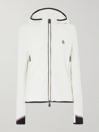 Moncler Kapuzenjacke Aus Fleece Mit Applikation - Wei&szlig;